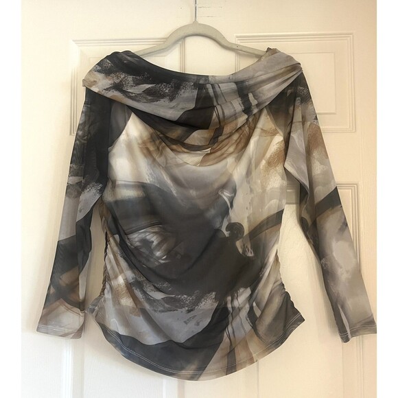 Worthington | Tops | Worthington Mesh Top L Abstract Watercolor Drape ...